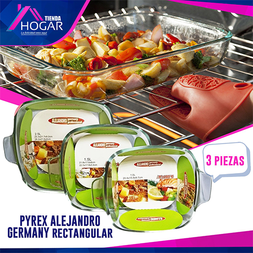 JUEGO DE PYREX - BANDEJAS DE HORNEAR 3 PIEZAS - Tienda Hogar